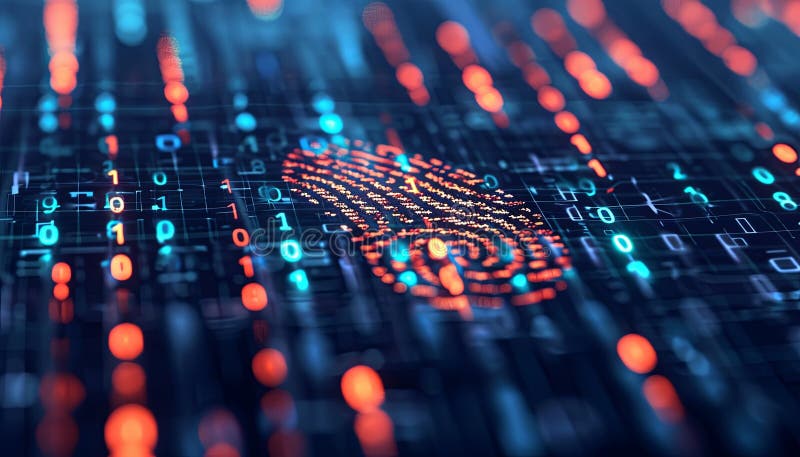 Cropped Image Of Fingerprint With Binary Code Pattern Overlay Stock Illustration Illustration