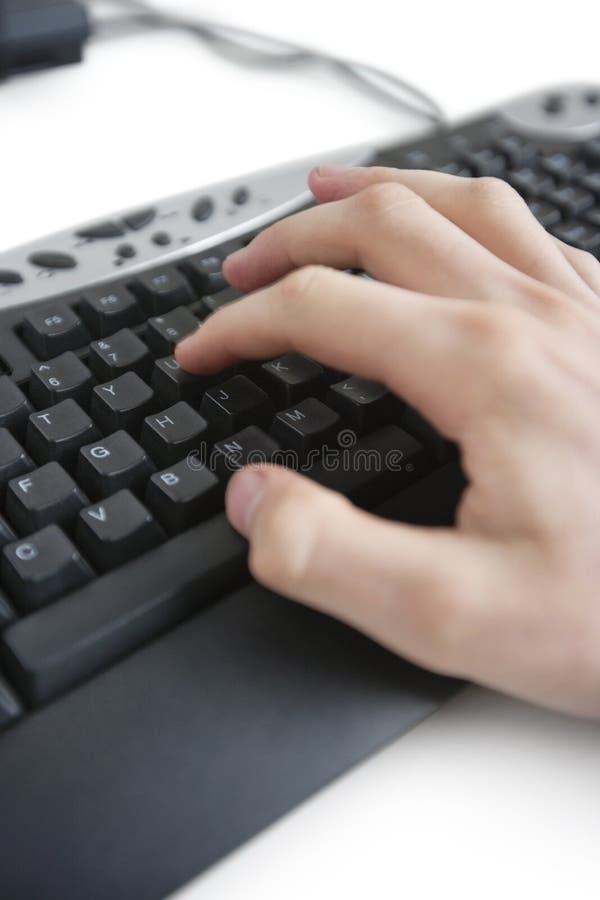 Cropped Image of a Hand on Computer Keyboard Stock Image - Image of ...