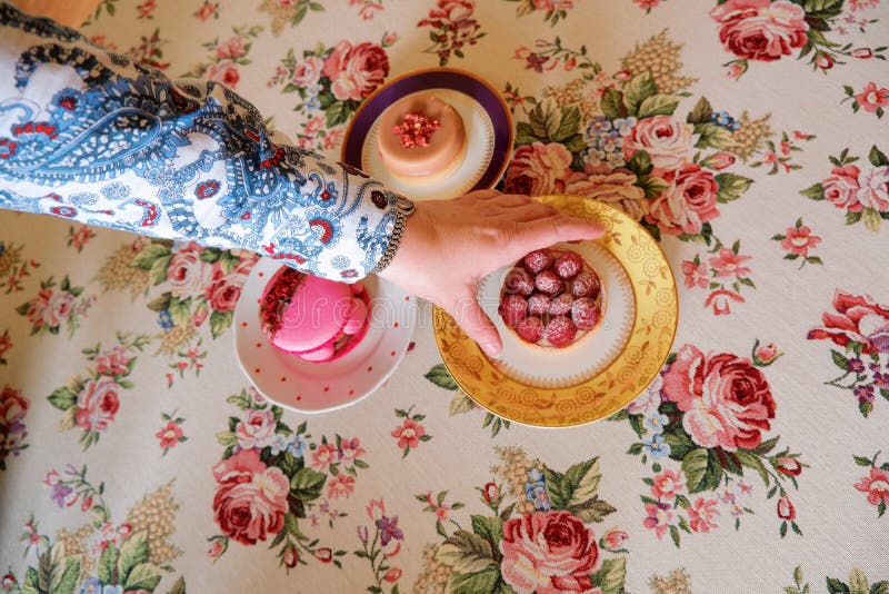 Cropped Image of Hand Picking Cake from Table Stock Image - Image of ...