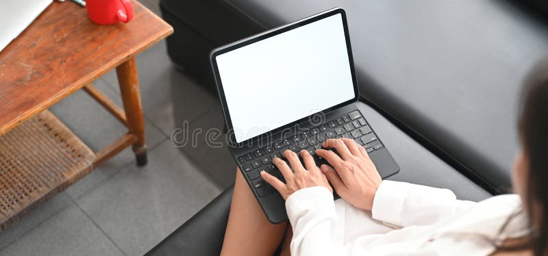 Cropped Image Hands are Using a Computer Tablet. Stock Photo - Image of ...