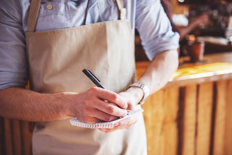 Handsome waiter at cafe stock photo. Image of cafe, order - 259926328