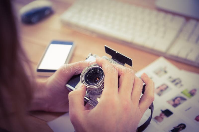 Cropped Image of Man Adjusting Camera Lens Stock Image - Image of shot ...