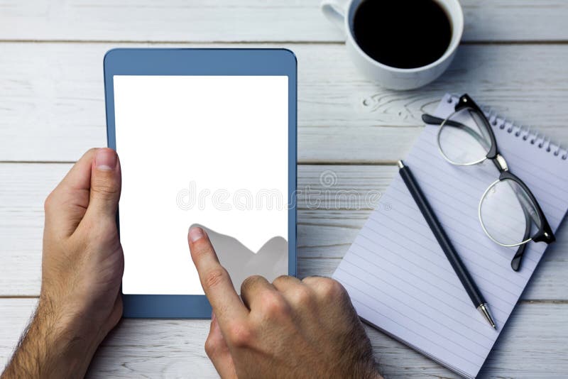 Cropped Image of Person Using Tablet Stock Image - Image of ...