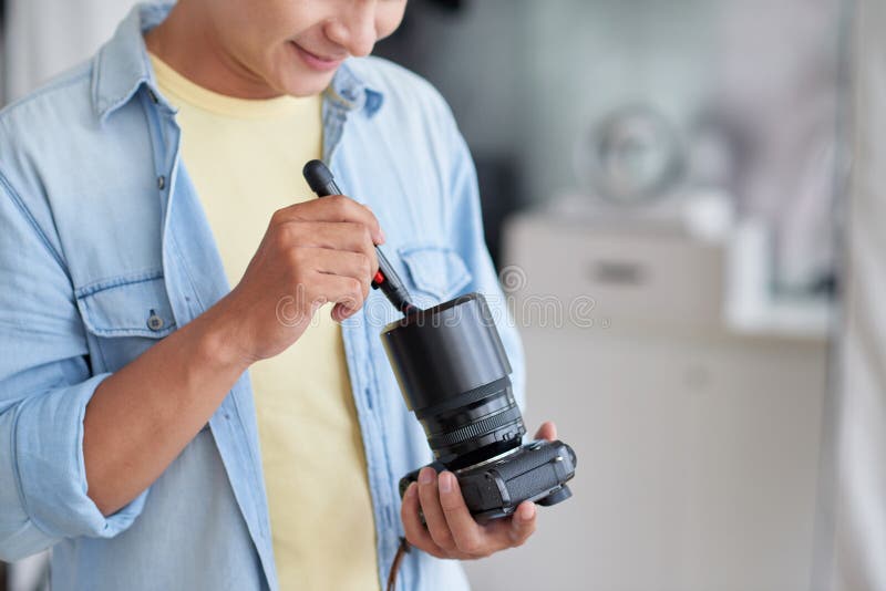 Cleaning camera stock photo. Image of brushing, special - 114824628