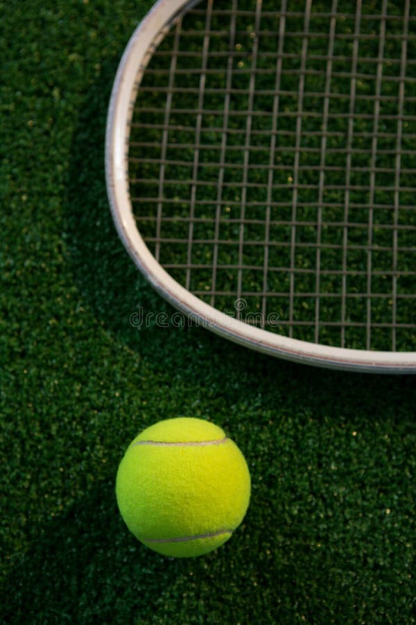 Cropped Image of Racket by Tennis Ball Stock Image - Image of white ...