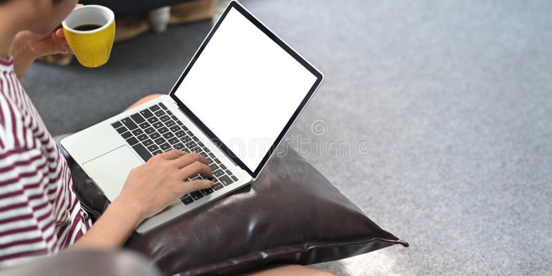 Cropped Image of Smart Man Working As Programmer Drinking a Coffee ...