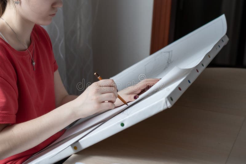 Framed Image of a Student Drawing a Sketch of the Work Stock Photo ...