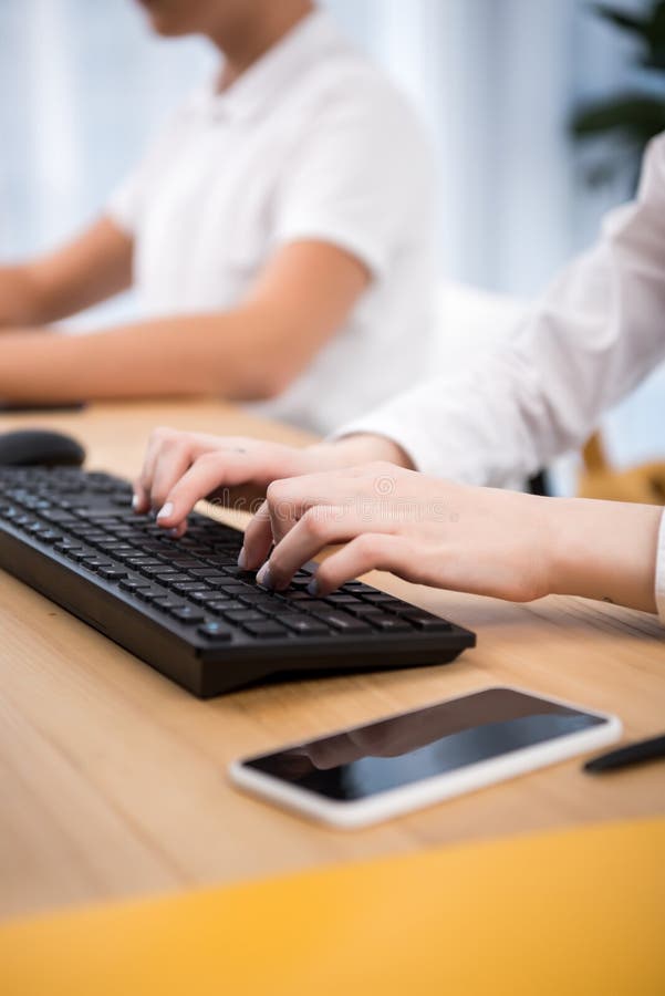 Students Typing on Keyboard in Computer Class Stock Photo - Image of ...
