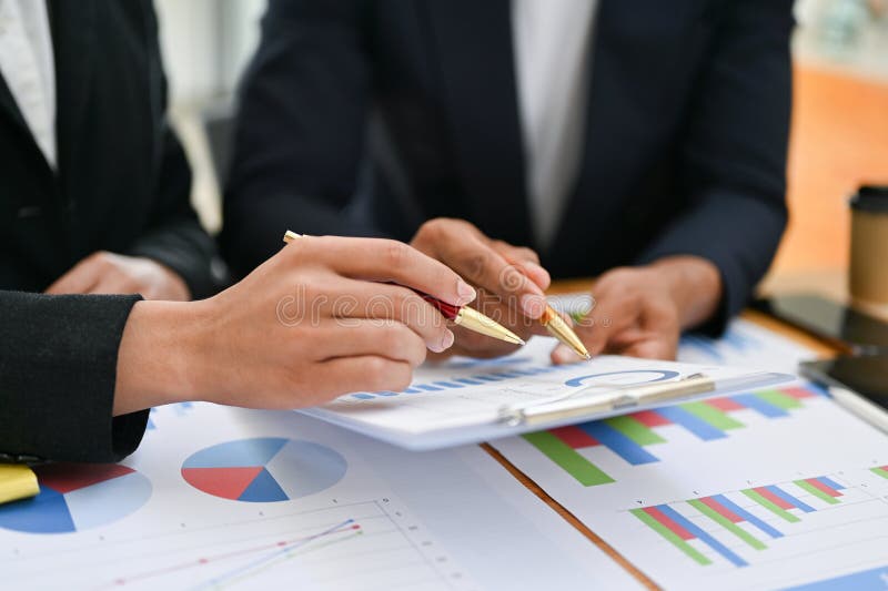 Cropped Image, Team of Professional Financial Analysts Brainstorming on ...
