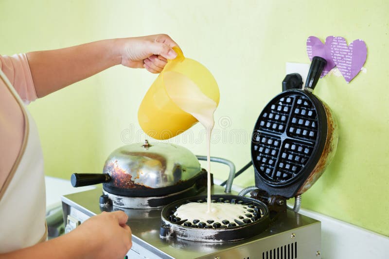 Making waffles stock image. Image of food, recipe, dough - 108452985