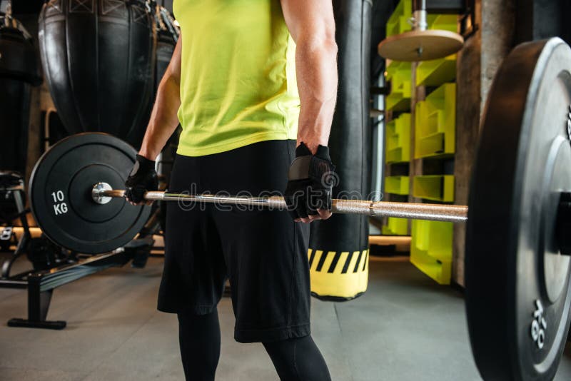 Cropped Image of a Young Muscular Man with Barbell Stock Photo - Image ...