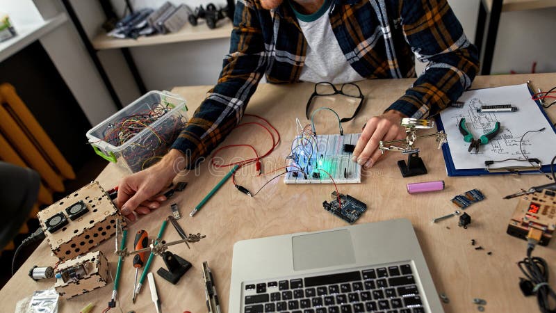 Cropped Male Technician or Engineer Do Experiment Stock Photo - Image ...