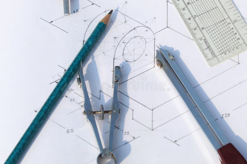 Cropped And Part View Of Civil Engineering Plans And Diagrams With ...