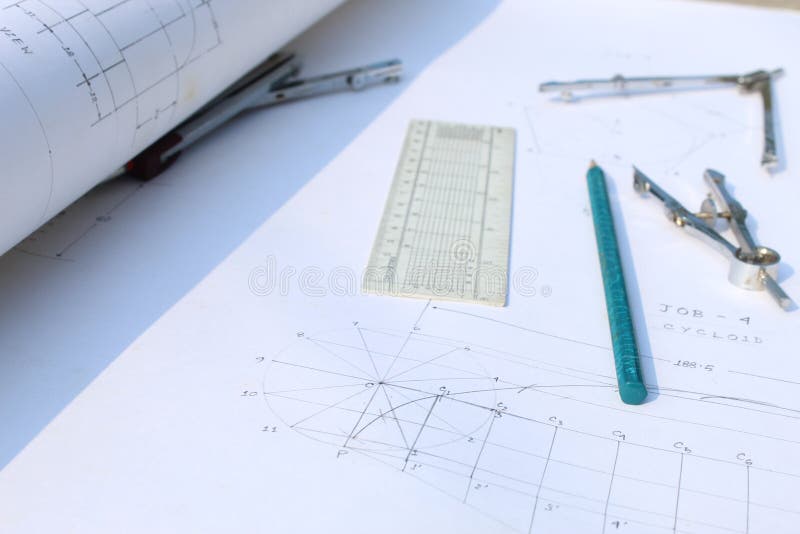 Cropped and Part View of Civil Engineering Plans and Diagrams with ...