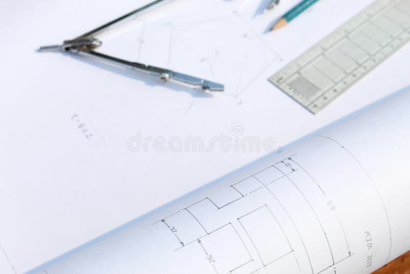 Cropped and Part View of Civil Engineering Plans and Diagrams with ...