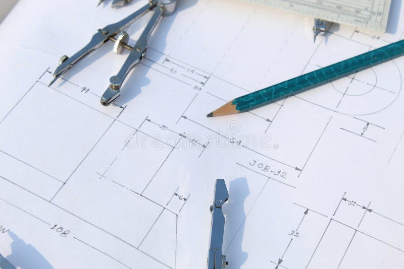 Cropped and Part View of Civil Engineering Plans and Diagrams with ...