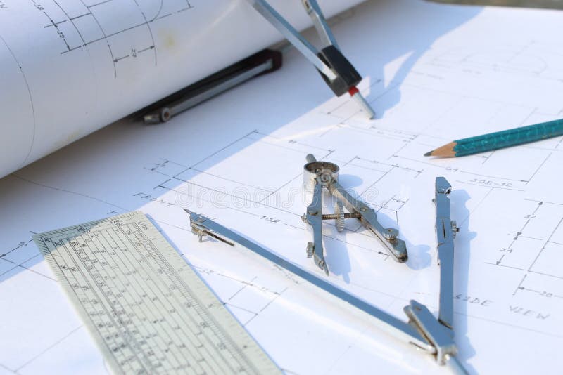 Cropped and Part View of Civil Engineering Plans and Diagrams with ...