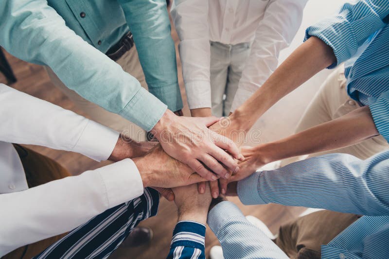 Cropped Photo of Teamwork Startup Partners Hold Hands Circle Support ...