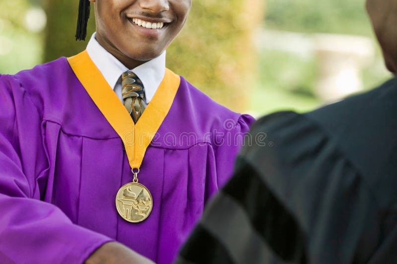 Cropped Photo of Young Man Graduating with Medal Stock Photo - Image of ...