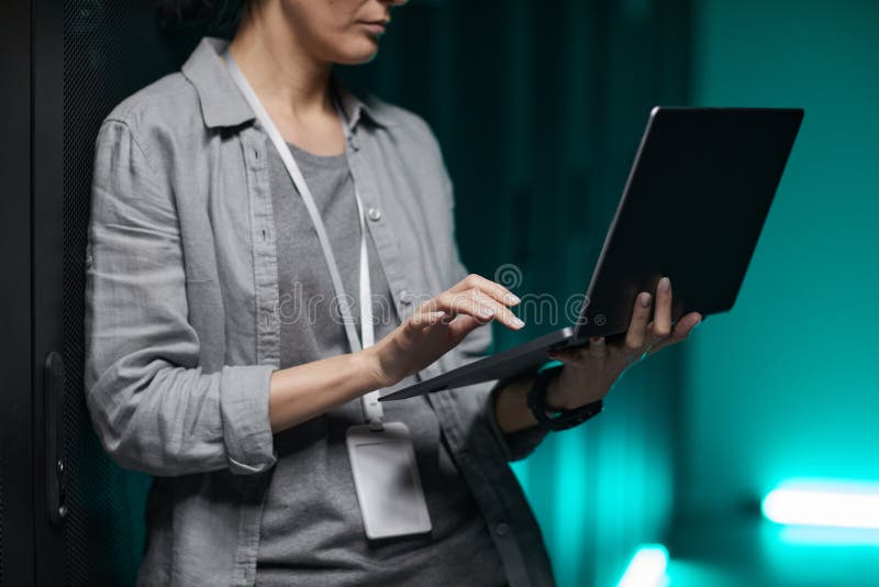 Female Network Engineer in Server Room Stock Photo - Image of ...