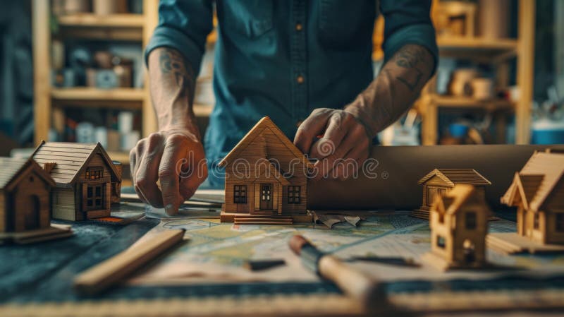 Cropped Shot of an Architect Drawing a Sketch and Assembling 3D Model ... Cropped Shot of an Architect Drawing a Sketch and Assembling 3D Model ...