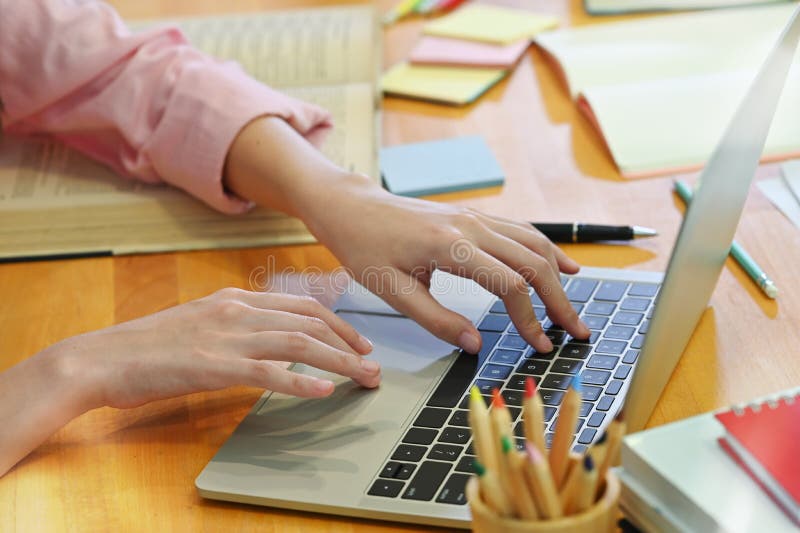 Cropped Shot Collage Student Studying on Computer Laptop Stock Photo ...