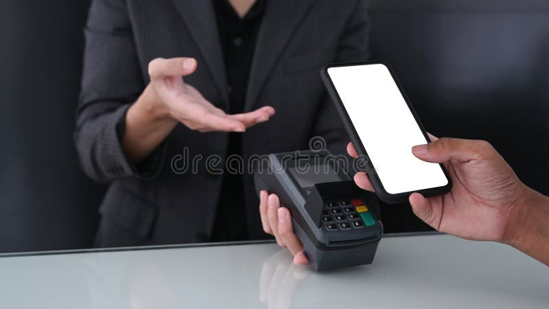 Customer Paying Bill through Smart Phone. Stock Photo - Image of mobile ...