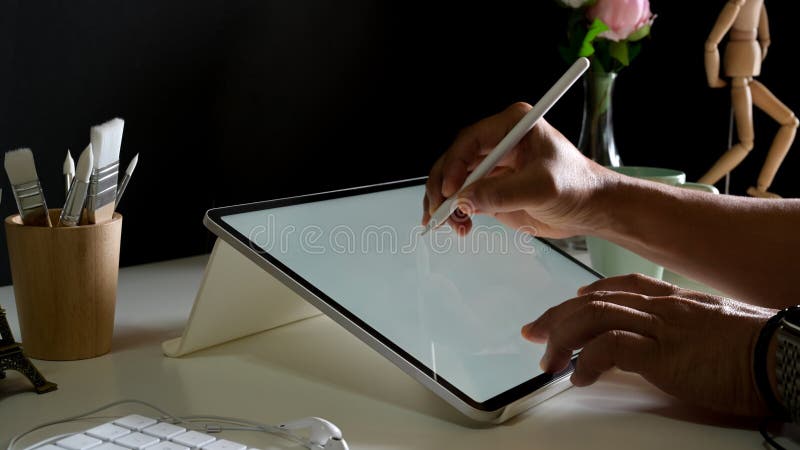 Artist Work with Digital Drawing Supplies Stock Photo - Image of ...