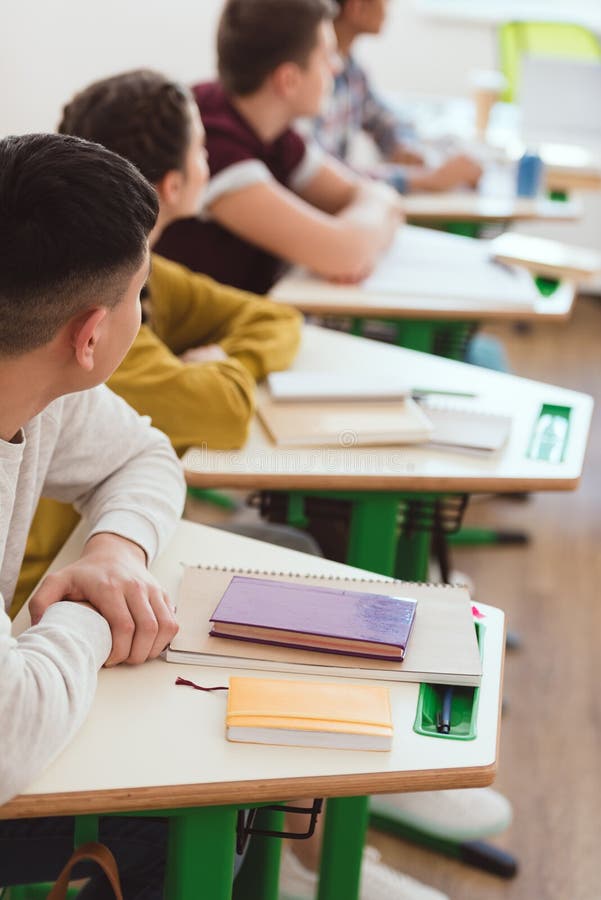Cropped Shot of High School Students Sitting in Class Stock Image ...