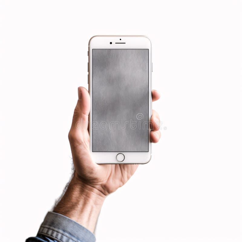 Cropped Shot of Man Holding Smartphone with Blank Screen Isolated on ...