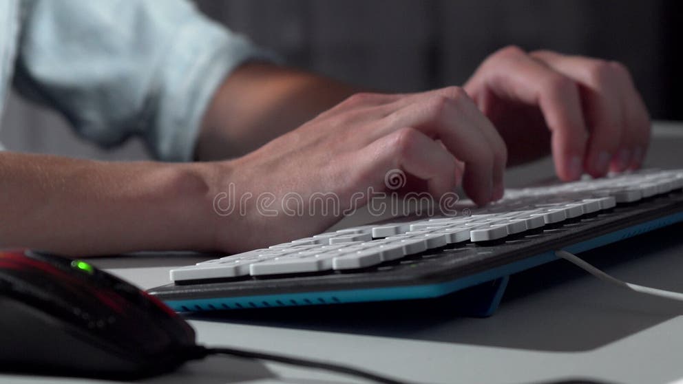 Cropped Shot of a Man Typing on Computer Keyboard Stock Image - Image ...