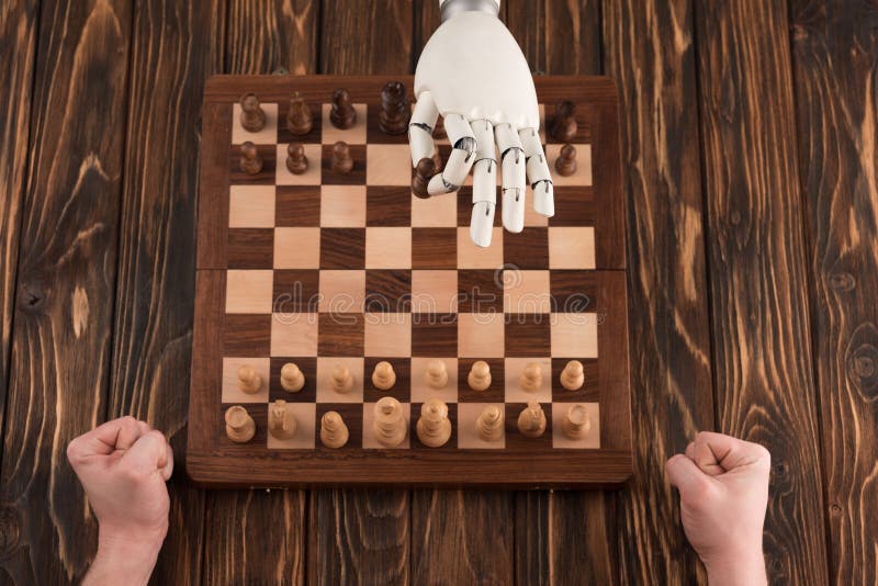 Cropped Shot of Robot Playing Chess with Human Stock Image - Image of ...