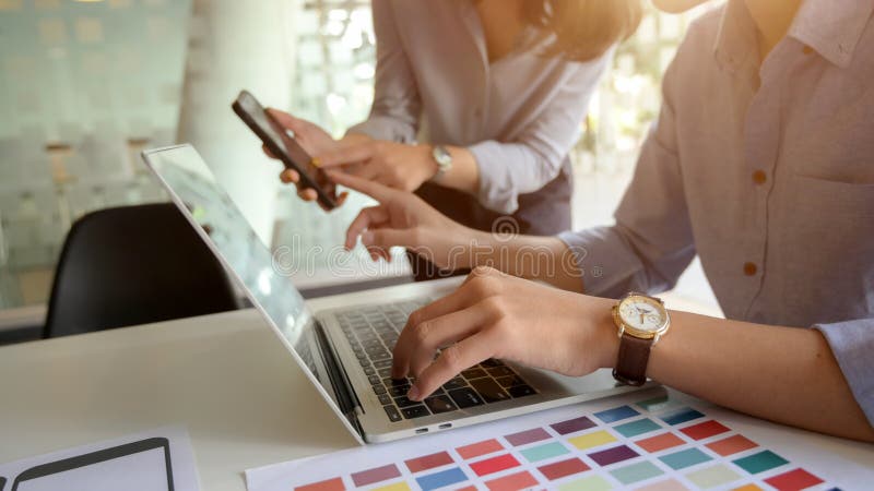 Cropped Shot of UI Designer Working on His Project while Typing on ...