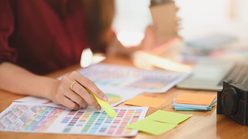Cropped Side Shot of Young Graphic Designer while Selecting Color Code ...