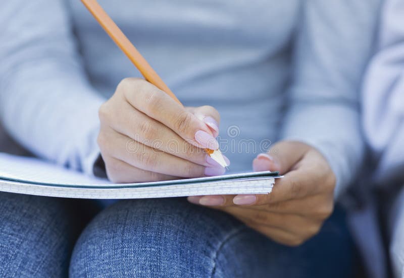 Teen Boys And Girls Writing Notes Stock Image - Image of natural ...