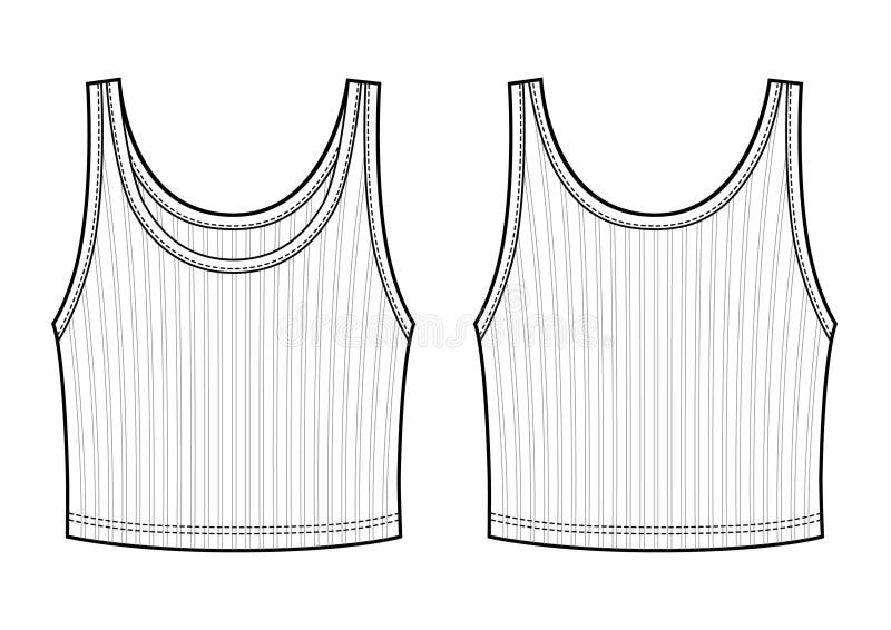 Cropped Tank Top Fashion Technical Drawing Stock Vector - Illustration ...