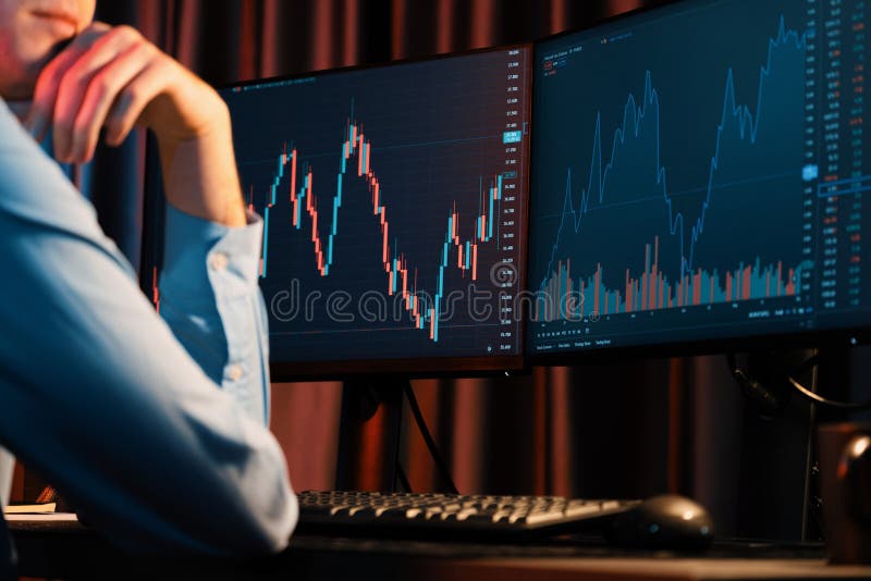 Cropped Trader Analyzing on Market Stock Graph with Back Sideways View ...