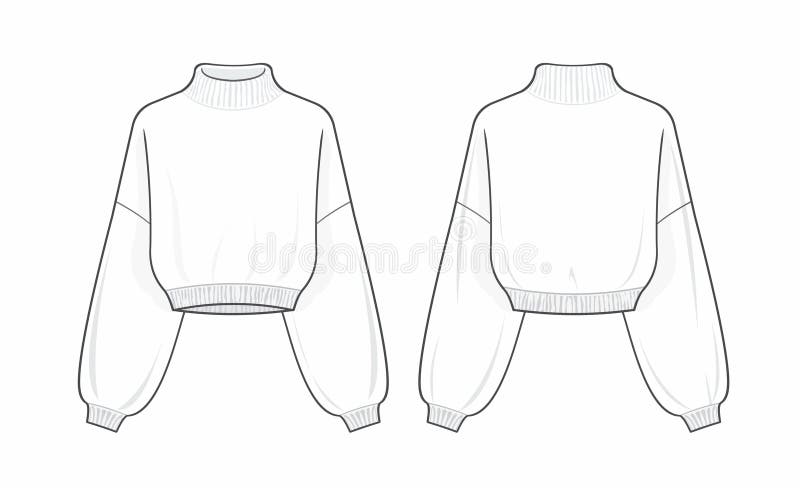 Cropped Turtleneck Sweater Technical Fashion Illustration. Women S ...