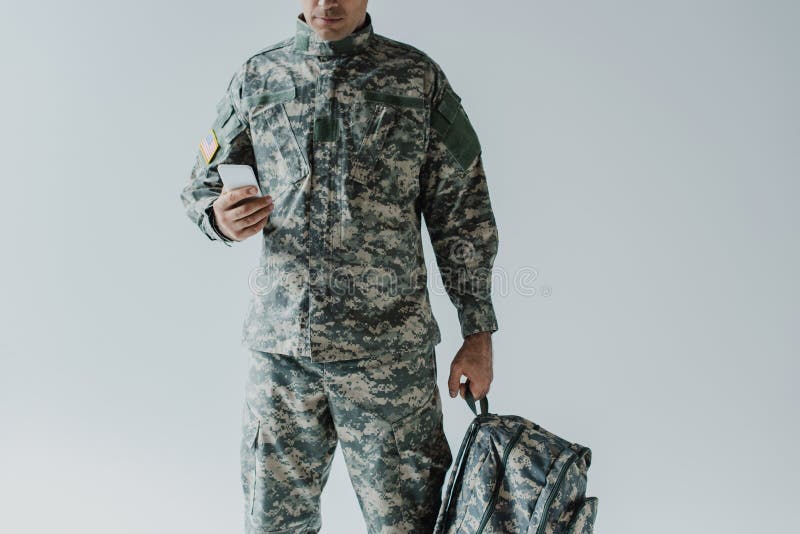 Cropped View American Serviceman Using Stock Photos - Free & Royalty ...