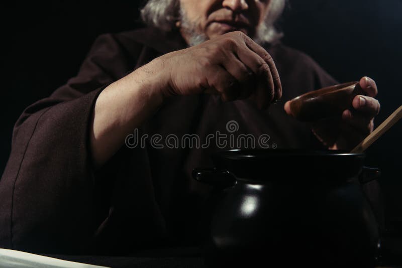 Cropped View of Blurred Alchemist Adding Stock Photo - Image of ...
