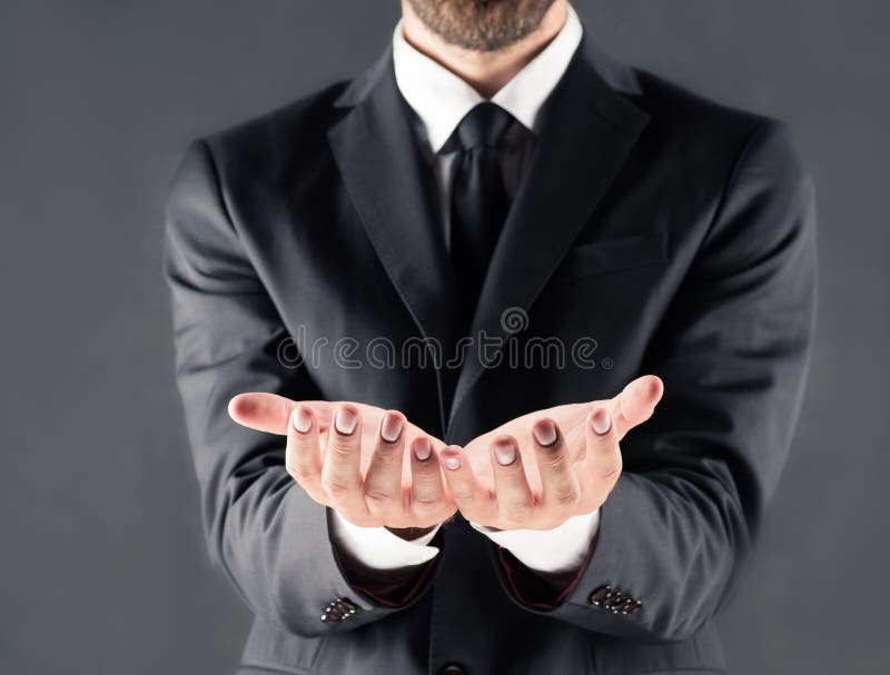 Cropped View of Businessman with Open Hands Stock Image - Image of ...