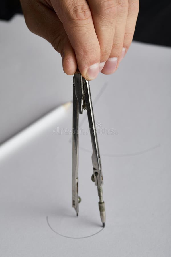 View of Man Drawing Circle on Stock Photo - Image of plan, designer ...