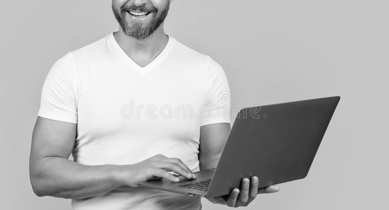 Cropped View of Man Freelancer Work Online. Man Freelancer in Studio ...