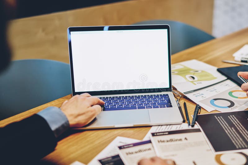Cropped View of Modern Laptop Computer with Blank Screen for Your ...