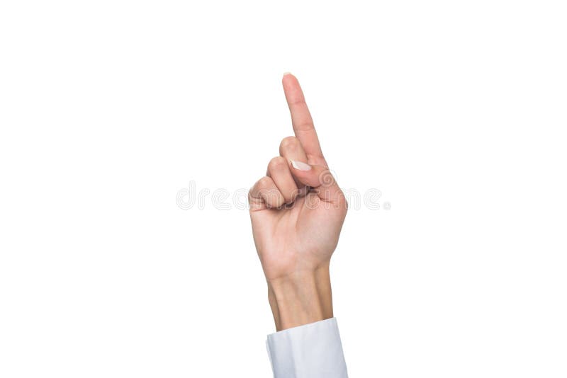 Cropped View of Person Gesturing Signed Language or Pointing Up Stock ...