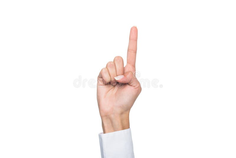 Cropped View of Person Gesturing Signed Language or Pointing Up Stock ...