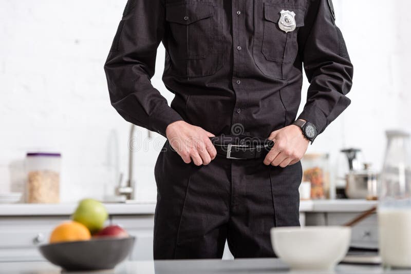Cropped View of Police Officer Standing Next Stock Image - Image of ...