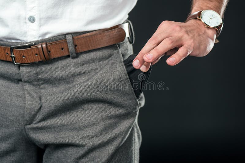 Cropped View of Poor Businessman with Empty Pocket, Stock Photo - Image ...