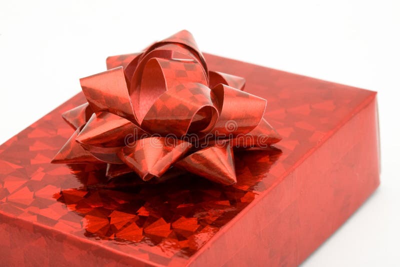 Cropped View of Red Shiny Box with Ribbon Stock Photo - Image of ...