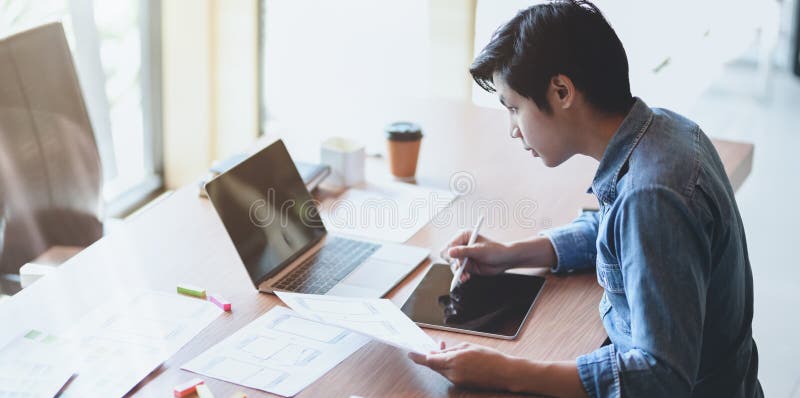 Developer Drawing Wireframe of Website Stock Image - Image of drawing ...